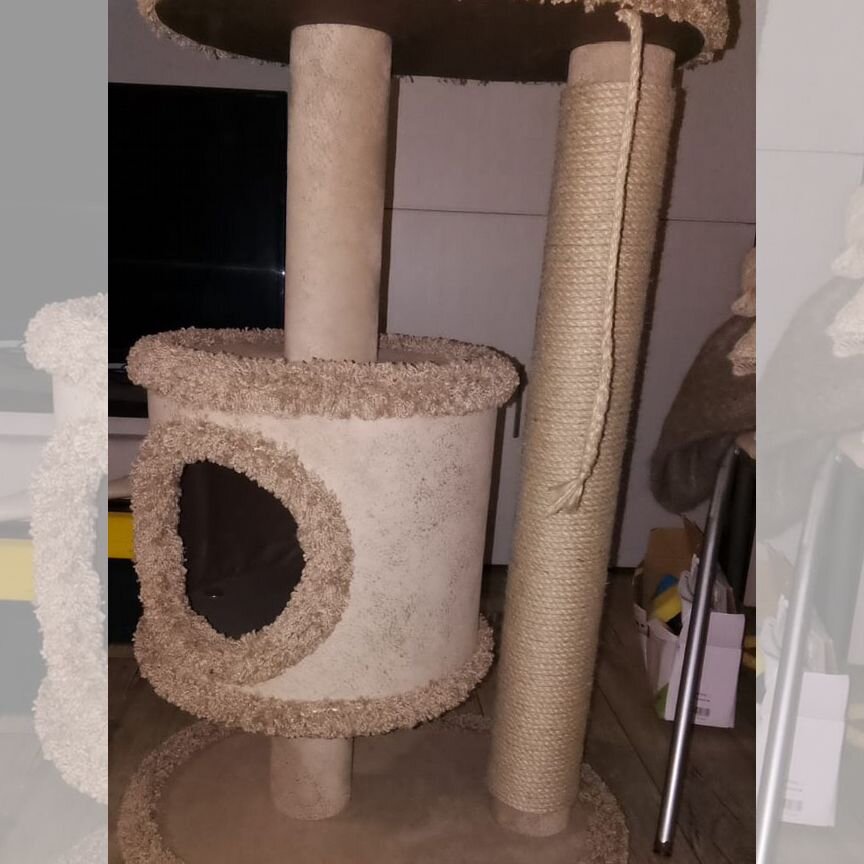 Когтеточка с домиком и лежанкой