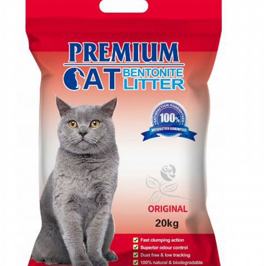Наполнитель бентонитовый Premium Cat 20 кг