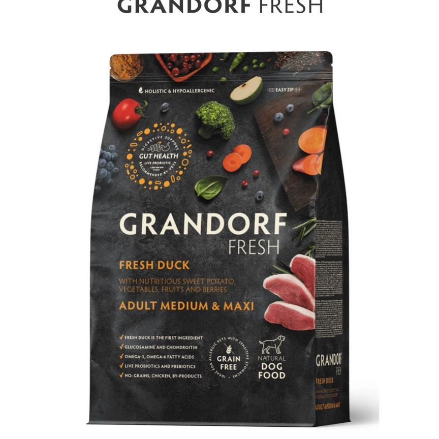 Корм для собак grandorf Fresh, с уткой, 10 кг