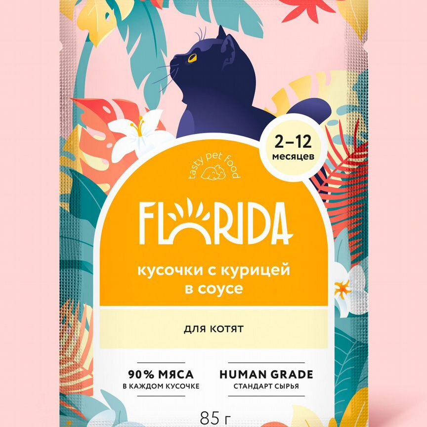 Florida паучи паучи для котят: кусочки с курицей в