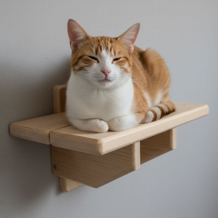 Полочка для котиков 1 шт. Массив дерева
