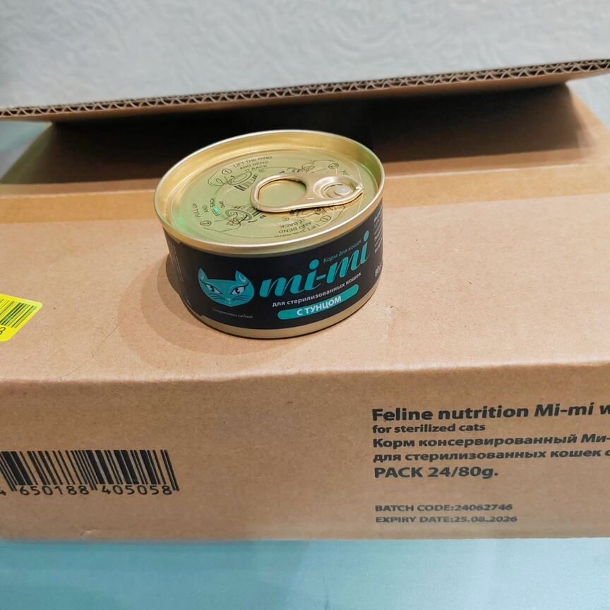 Корм для кошек mi-mi с тунцом 22 банки