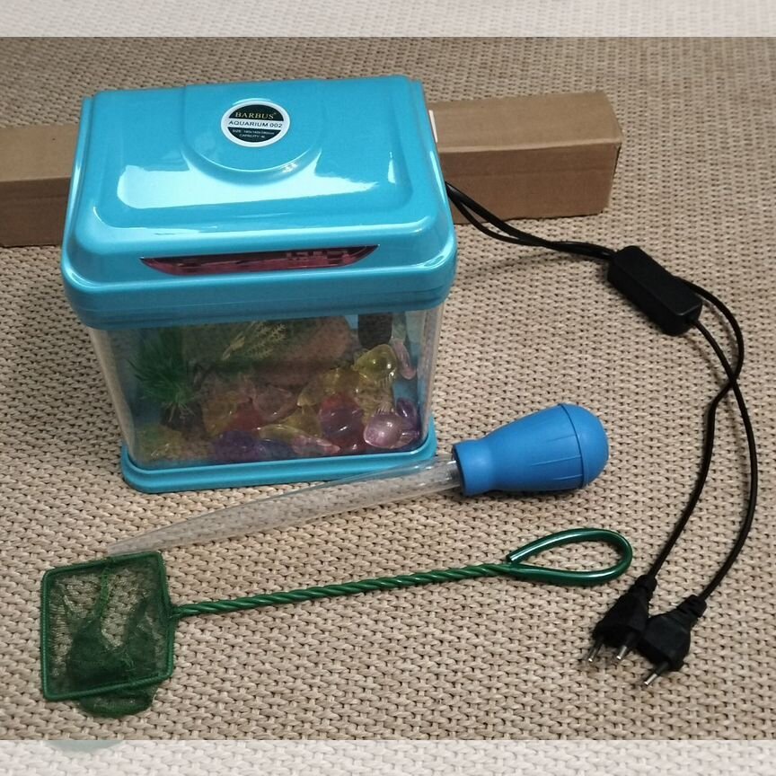 Аквариум, пипетка для аквариума, сачок