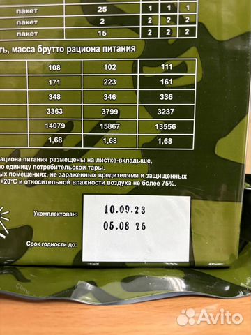 Сухой паек суточный купить в Москве | Хобби и отдых | Авито