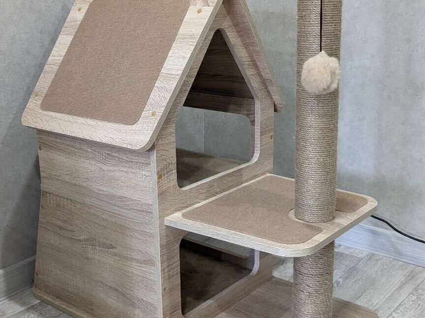Кошачий домик с когтеточкой двухэтажный