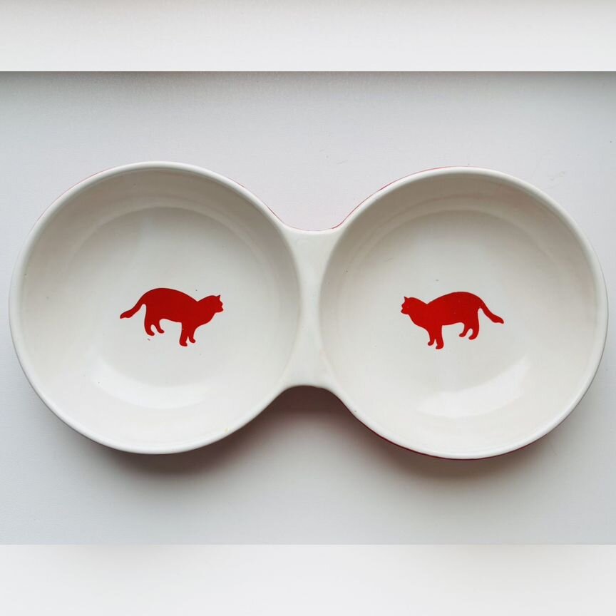 Миска керамическая двойная для кошек