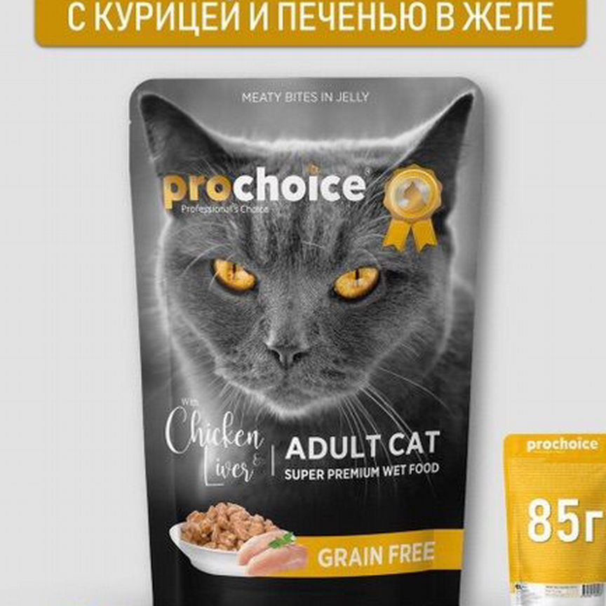 Корм для кошек prochoice с курицей 24шт