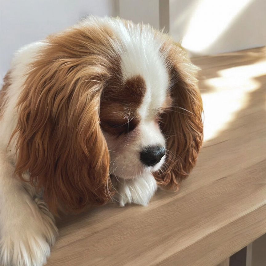 Подрощенный щенок кавалер кинг чарльз спаниеля