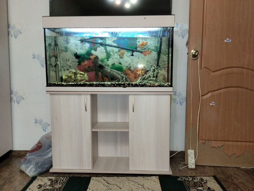 Аквариум с тумбочкой и рыбками