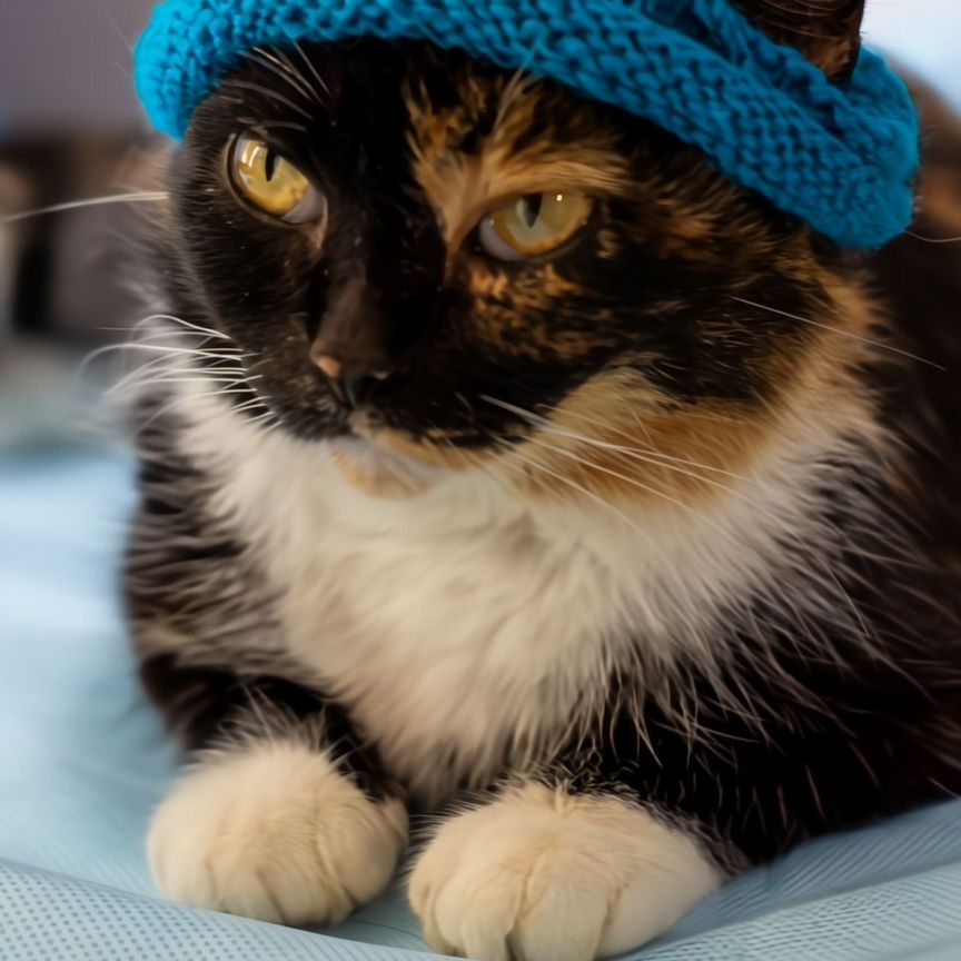 Кошка в шапке
