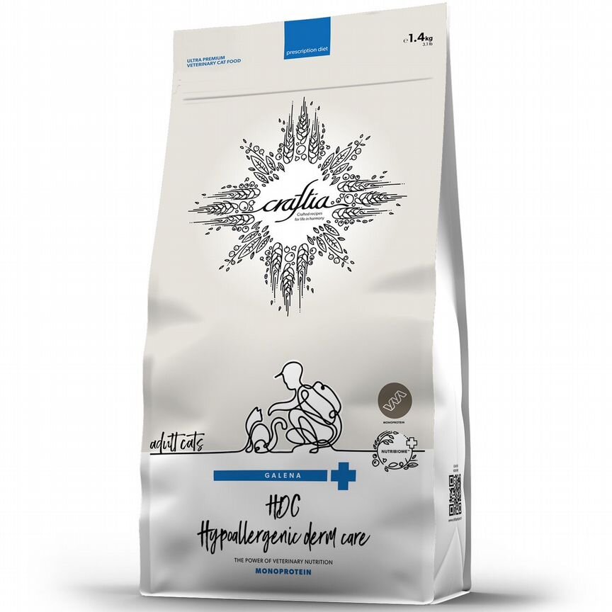 Корм Крафтия Гипоаллердженик Дерм для кошек 1,4 кг