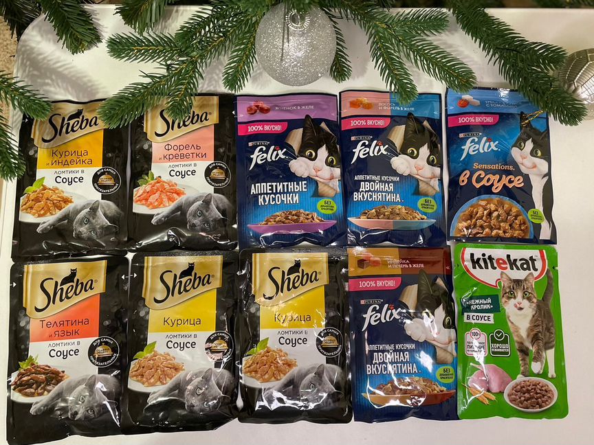 Влажный корм для кошек sheba, kitekat, felix