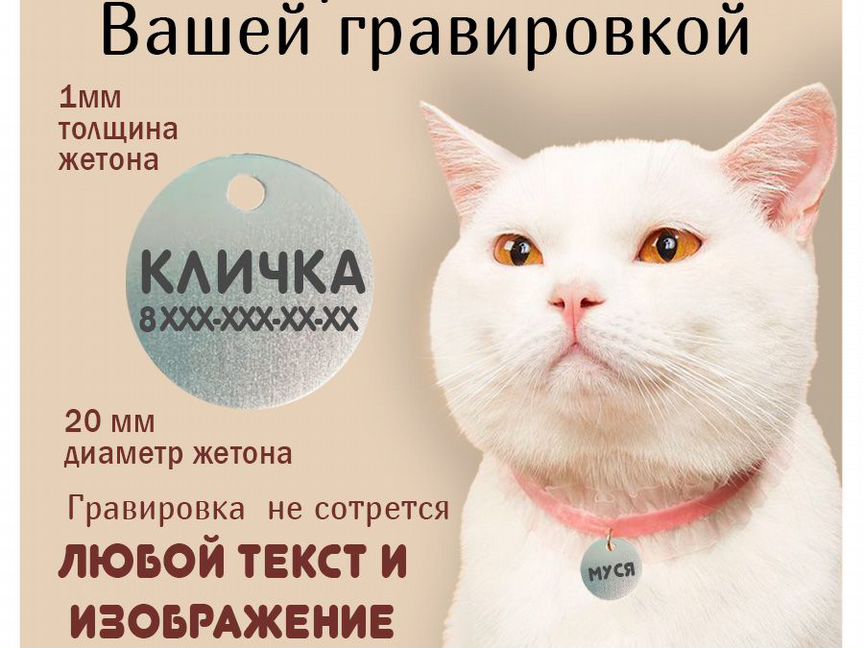 Адресник для животных круглый (металл), без петли