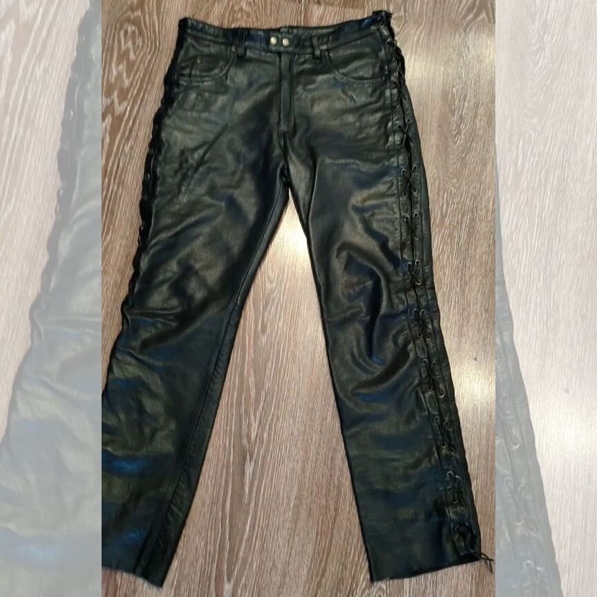 Кожаные мото брюки