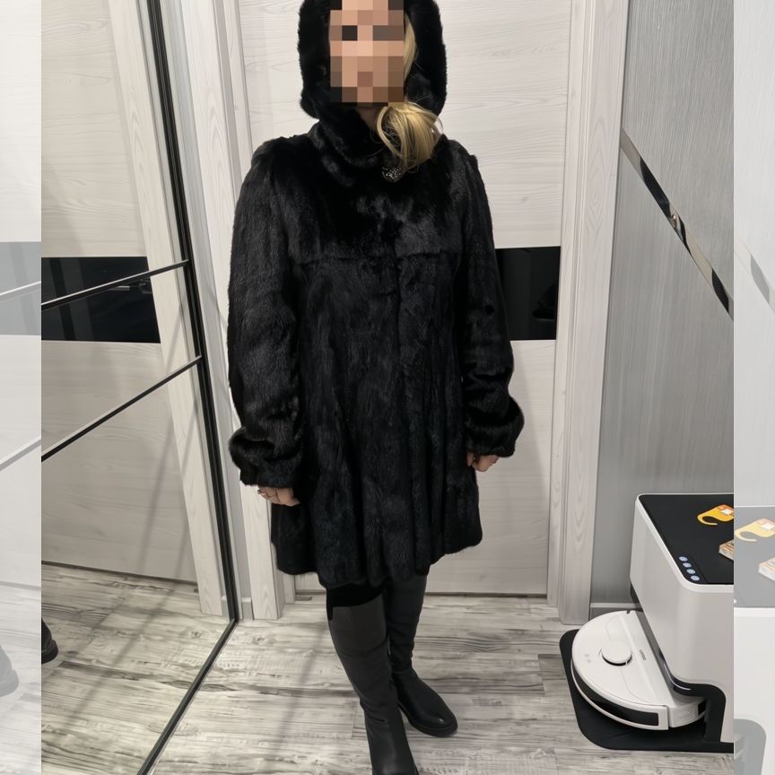 Шуба норковая с капюшоном 44 46